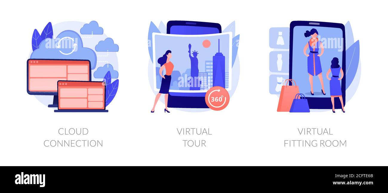 Online data transfer and virtual experience abstract concept vector ...