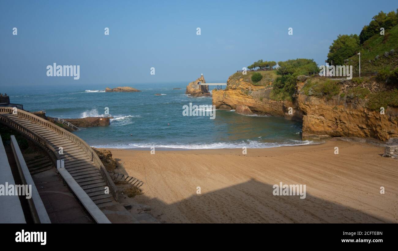 "Port Vieux" (old port) beach, Biarritz, France. The famous "Rocher de ...