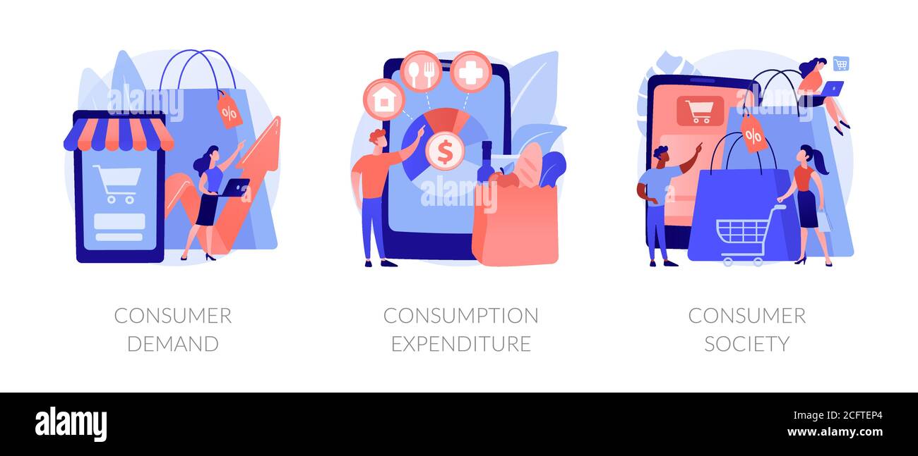 Consumer society abstract concept vector illustrations Stock Vector ...