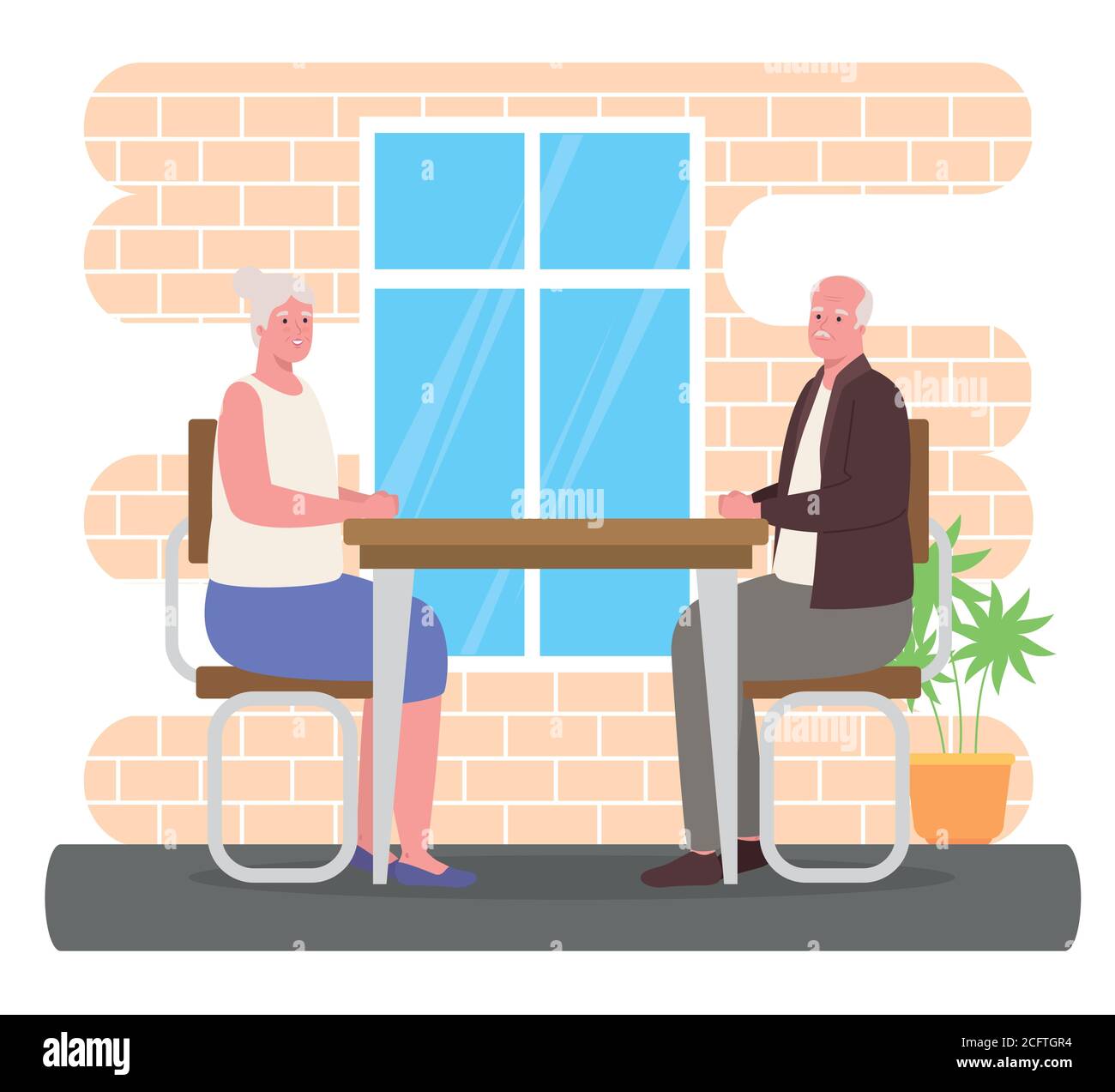 Elderly couple table Stock Vector Images - Alamy