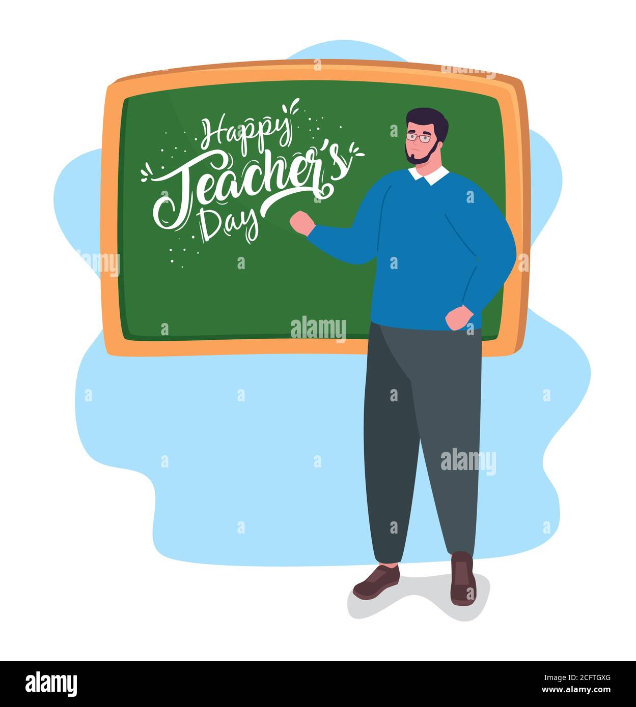 happy teachers day, with man teacher and chalkboard Stock Vector Image ...