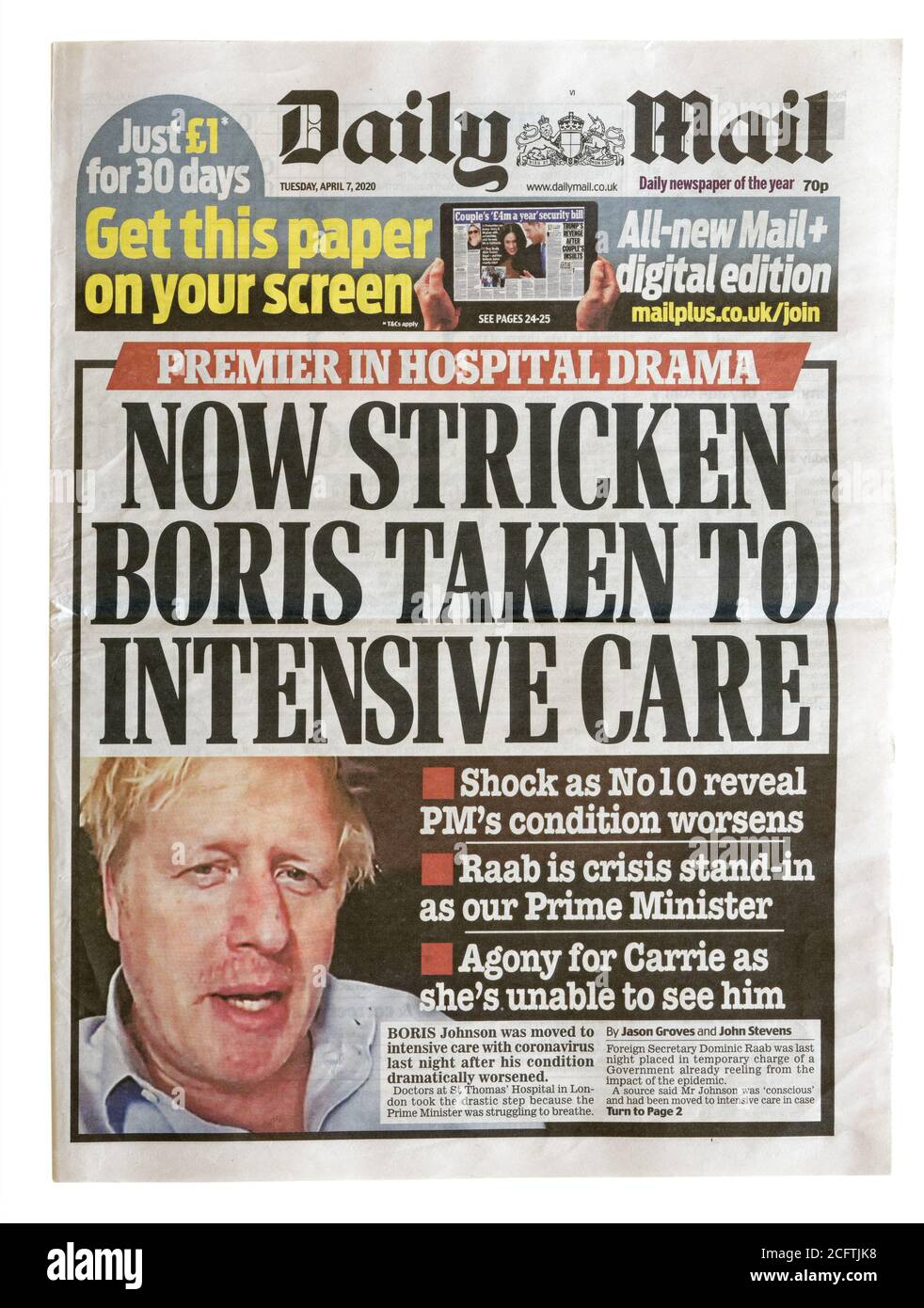 The front page of the Daily Mail from April 2020 with the headline Now ...