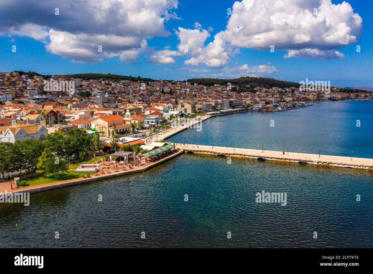 Aerial drone view of Argostoli (Argostolion), famous city and capital ...