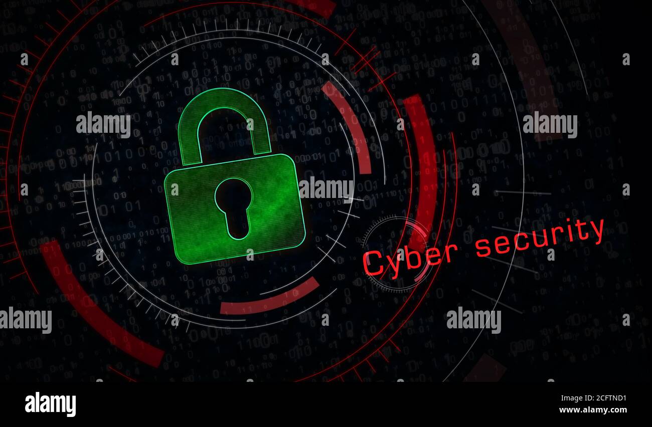 Cyber security, computer protection, digital safety technology with ...