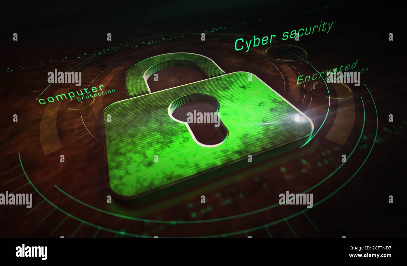 Cyber security, computer protection, digital safety technology with ...