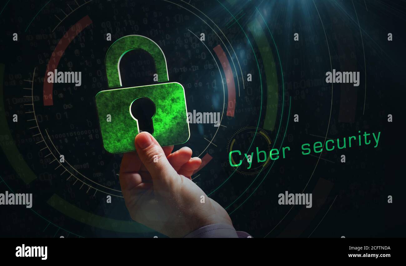 Cyber security, computer protection, digital safety technology with ...