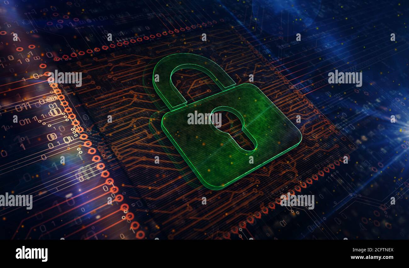 Cyber security, computer protection, digital safety technology with ...