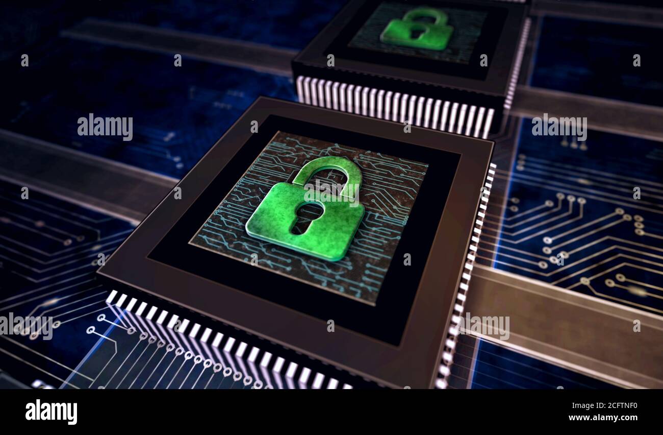 Cyber security, computer protection, digital safety technology with ...