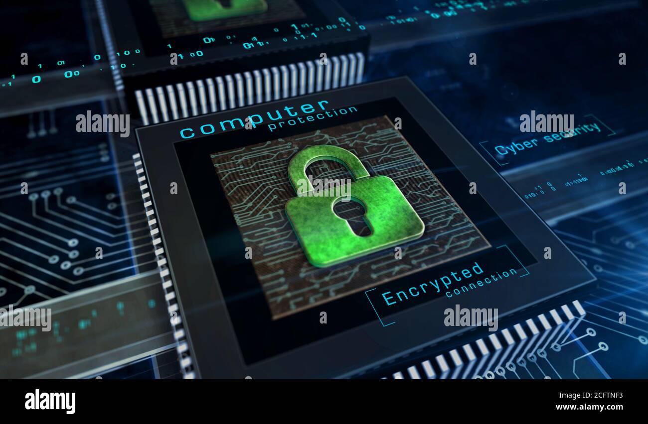 Cyber security, computer protection, digital safety technology with ...