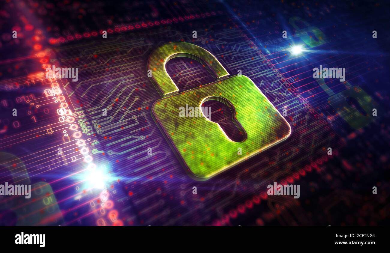 Cyber security, computer protection, digital safety technology with ...