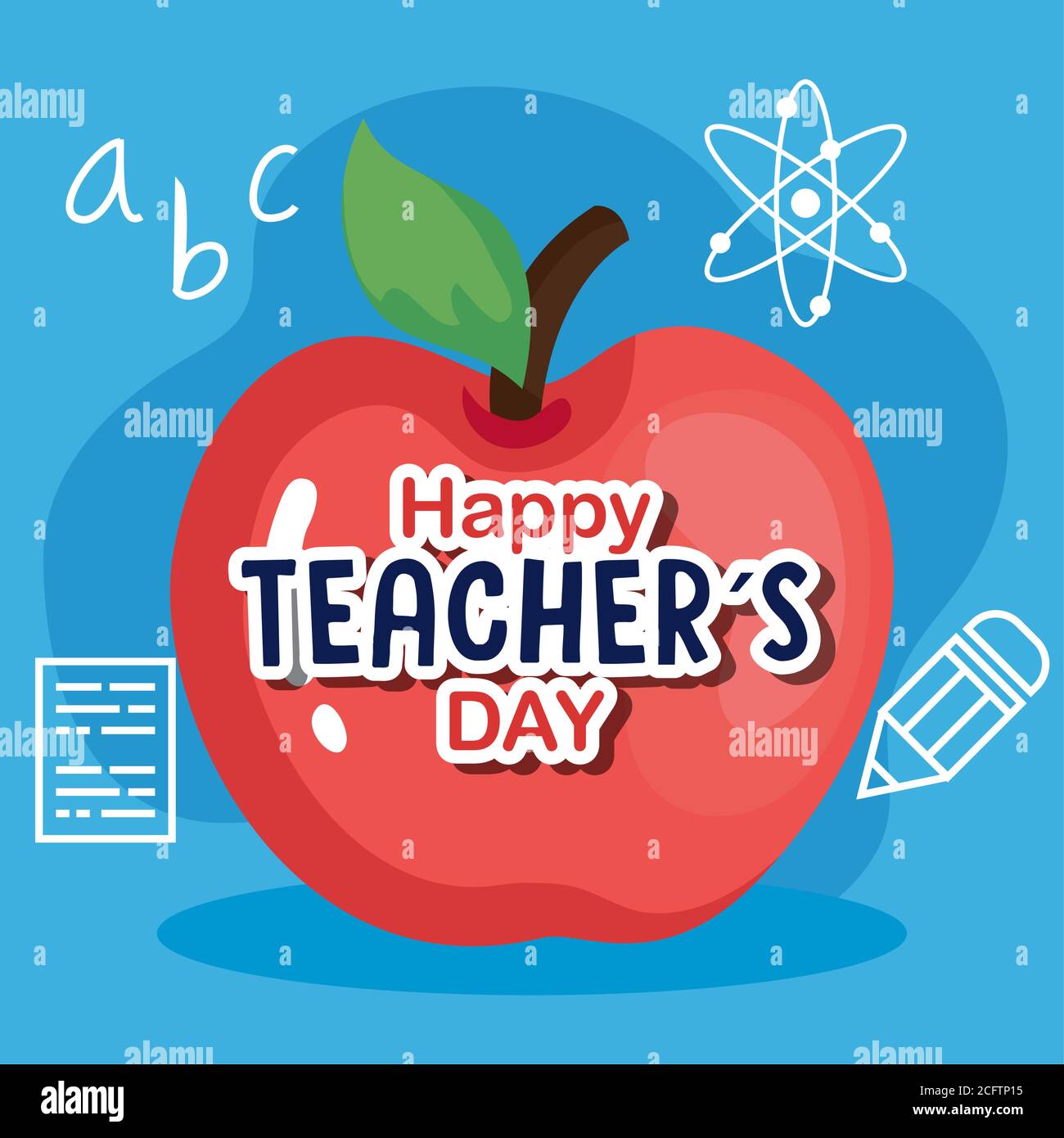 happy teachers day, with apple and education icons Stock Vector Image ...