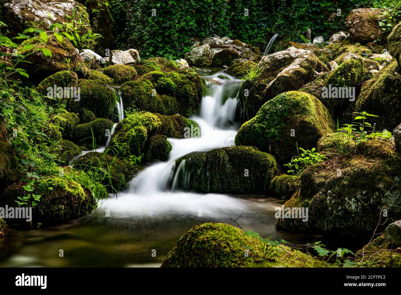 Beautiful waterfall, the source of the Solotusa river on Mountain Tara ...