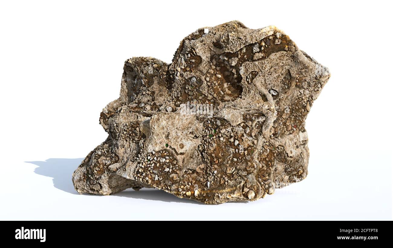 unusual rough rock isolated on white background Stock Photo - Alamy
