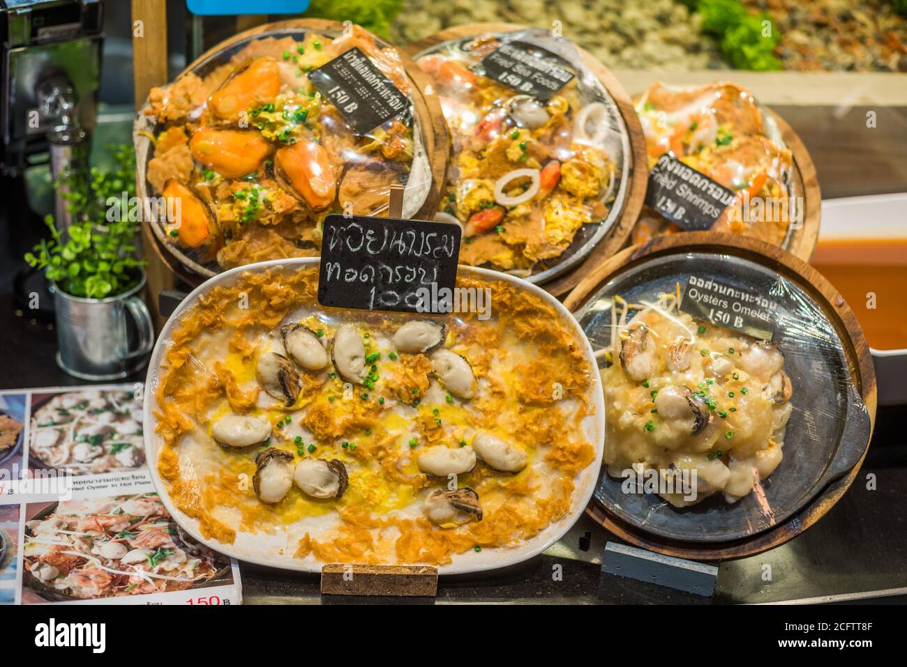 Decorated Food Samples with Prices in a Restaurant in Thailand Stock ...