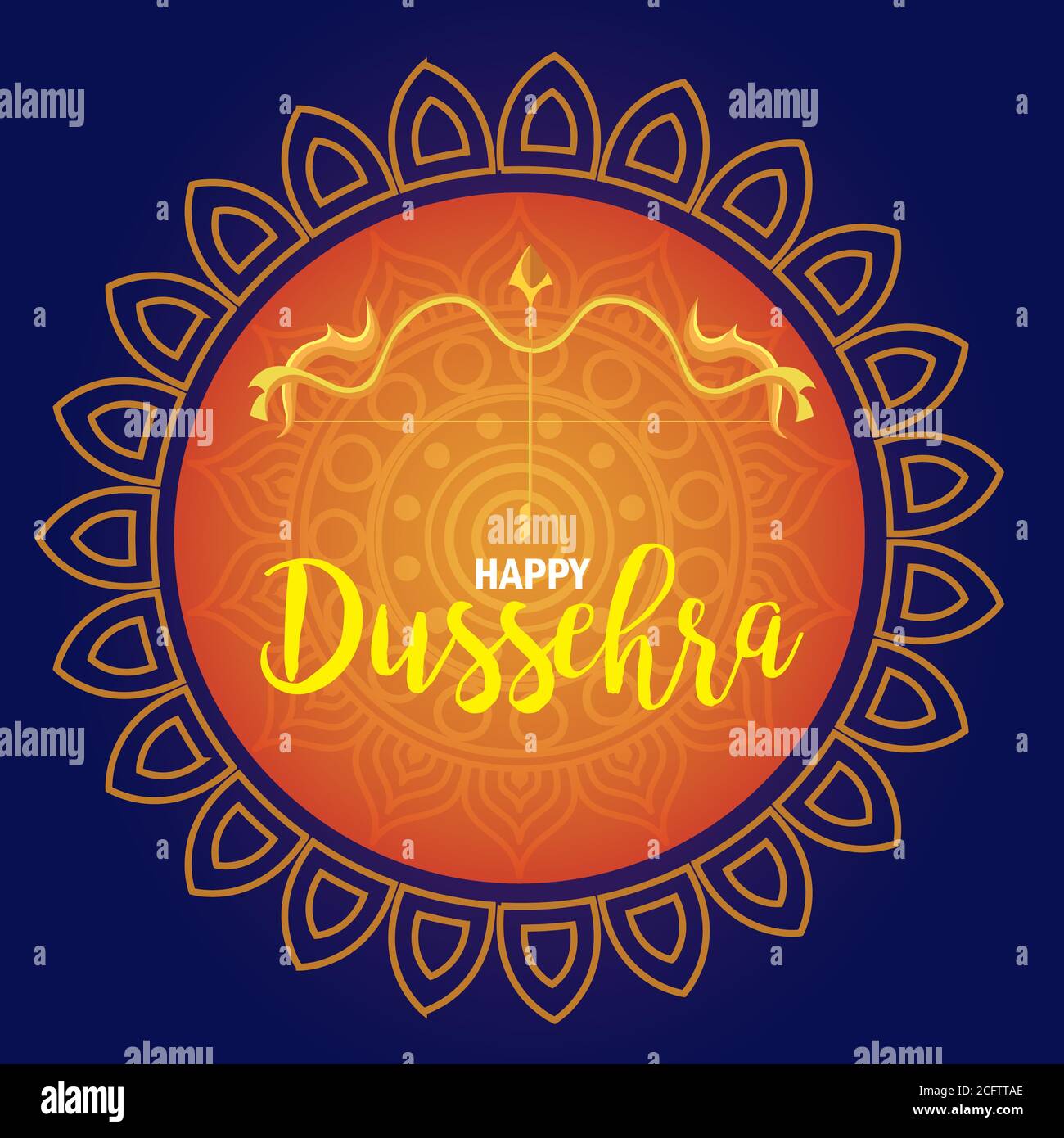 happy dussehra festival with golden arrow in luxury mandala Stock ...