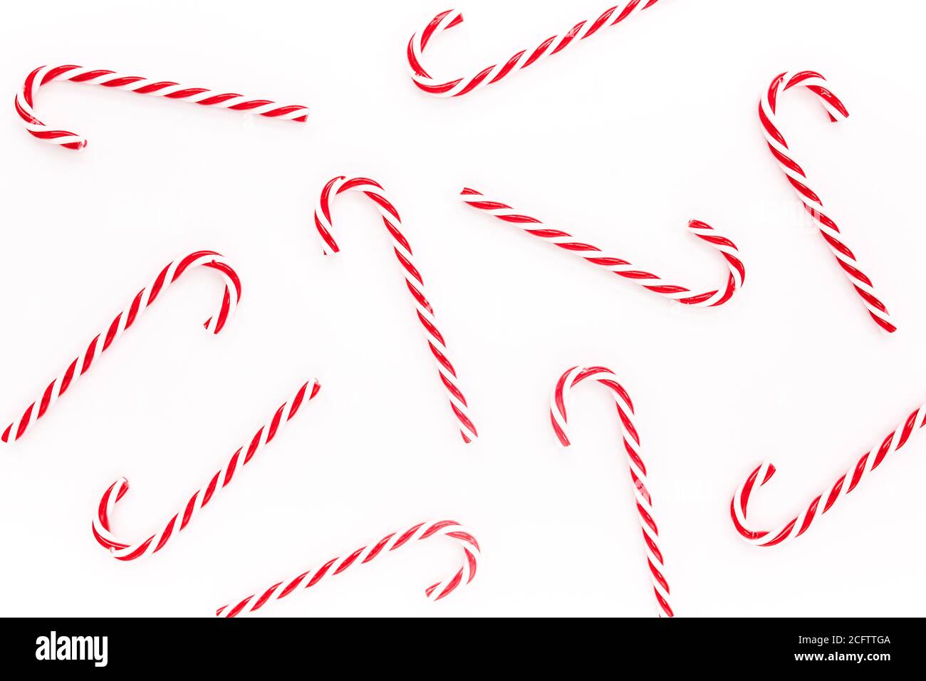 Texture made with Christmas Candy cane on white background. Flat lay ...