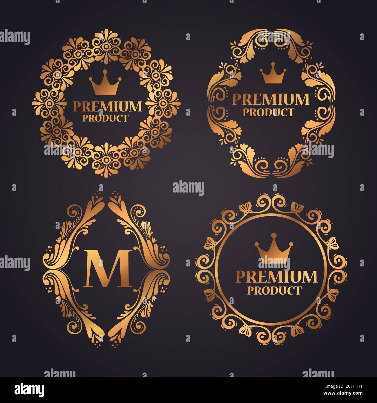 set labels with gold decorative luxury frames Stock Vector Image & Art ...