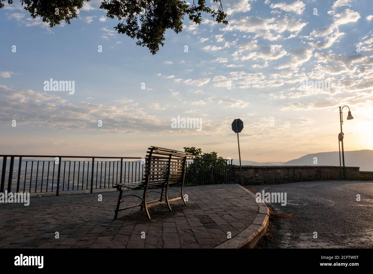 Panoramic view lonely bench hi-res stock photography and images - Alamy