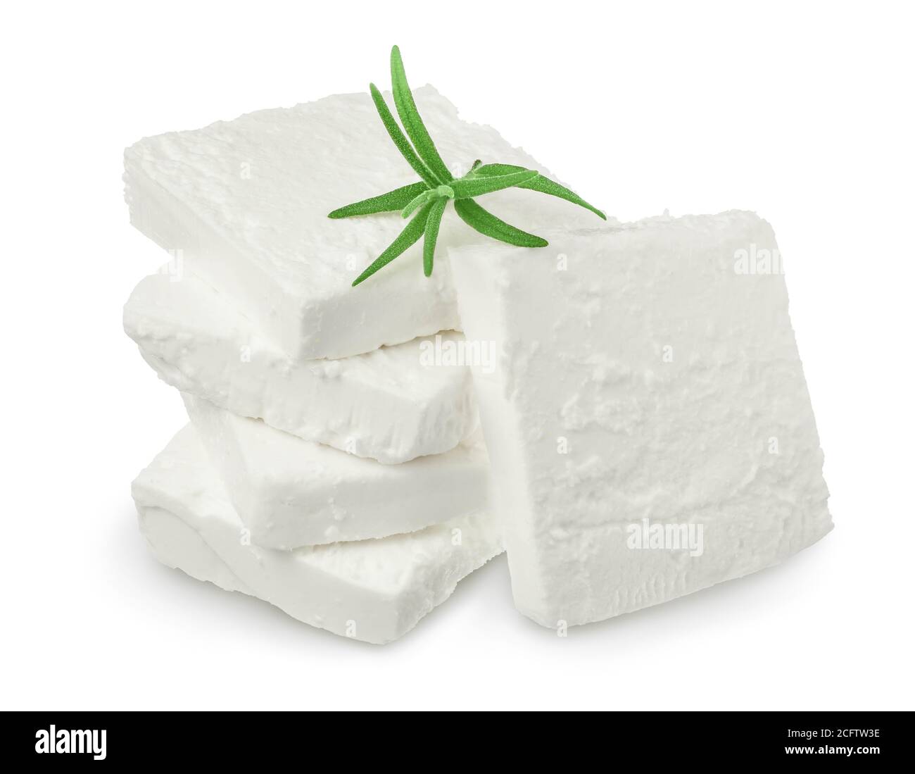 Feta cheese isolated on white background. With clipping path and full ...