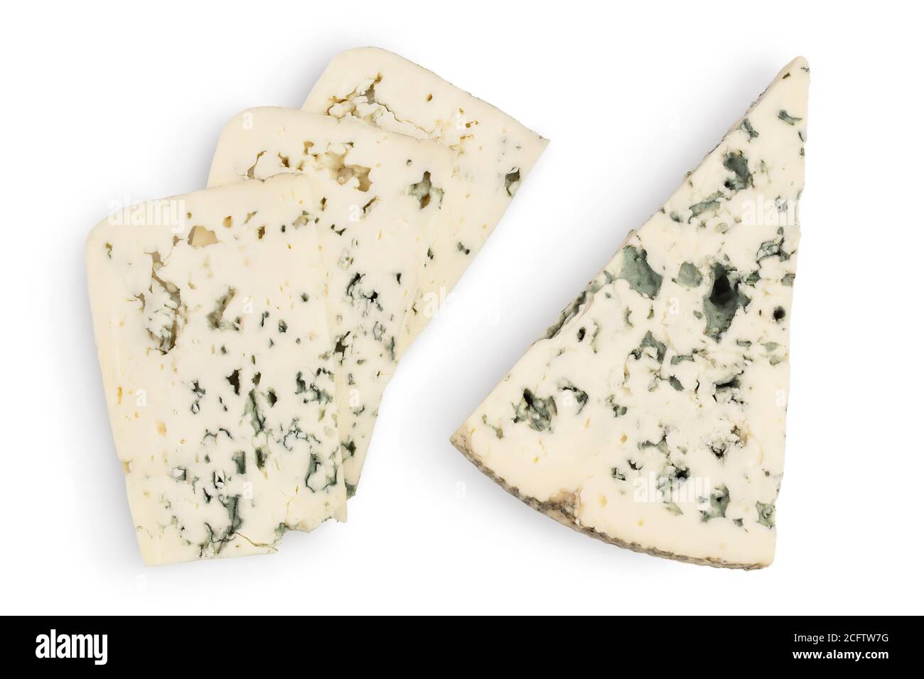 Blue cheese isolated on white background with clipping path and full ...