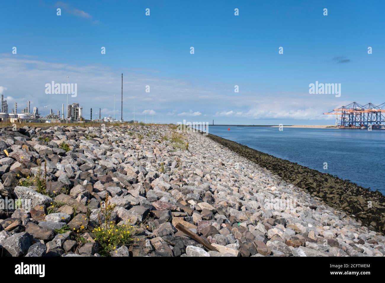 The North Sea coast in the Netherlands. Dutch landscape with view on ...