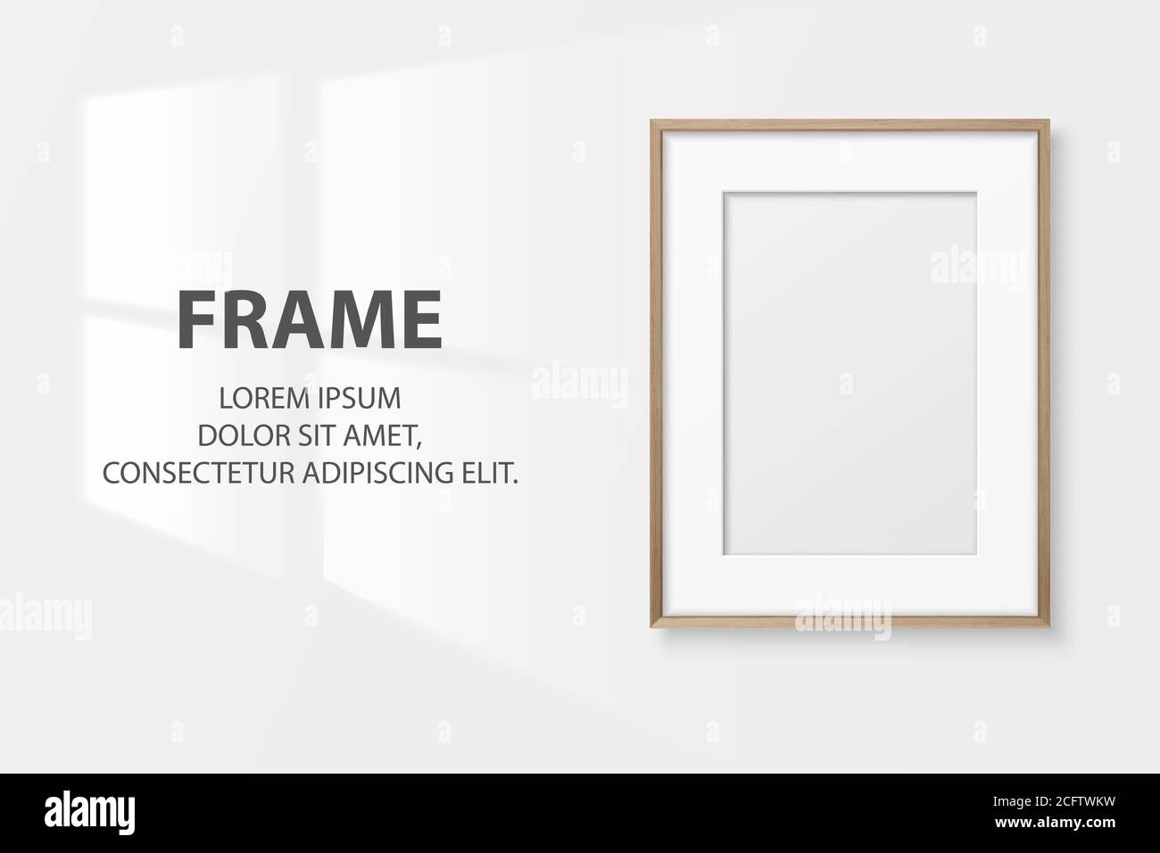 Vector 3d Realistic A4 Brown Wooden Simple Modern Frame on a White Wall ...