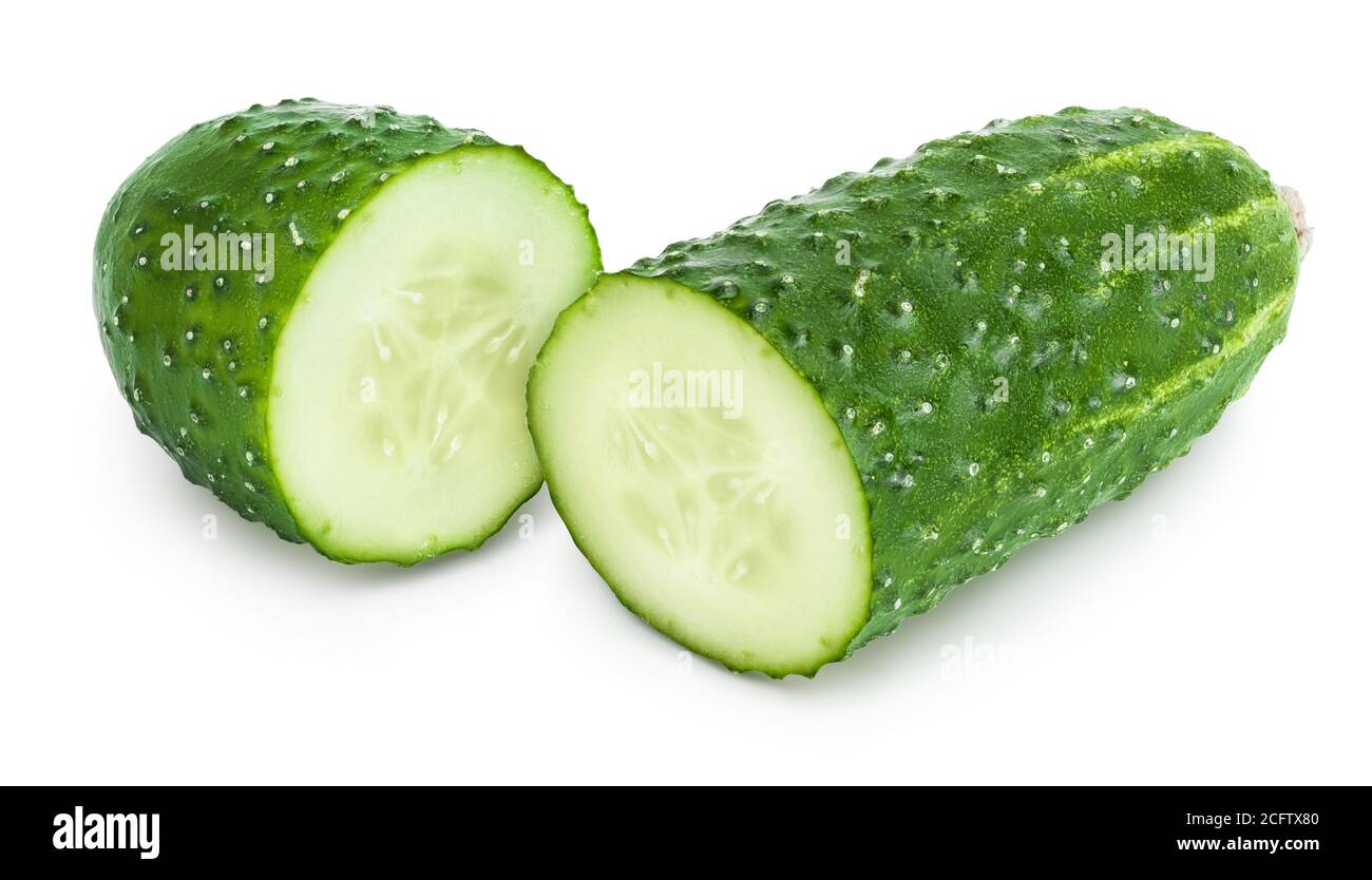 Sliced cucumber isolated on white background with clipping path and full depth of field Stock ...