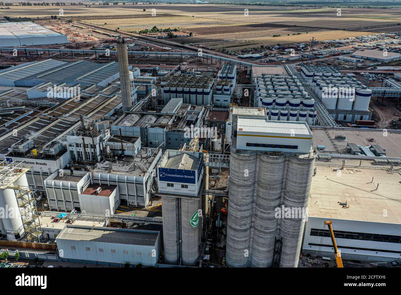 Aerial view of the Constellation Brands brewery, a Grupo Modelo brewery ...