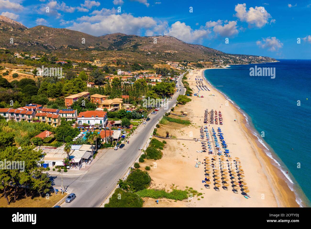 Skala Beach view from above, Cephalonia, Greece. Skala famous beach in ...
