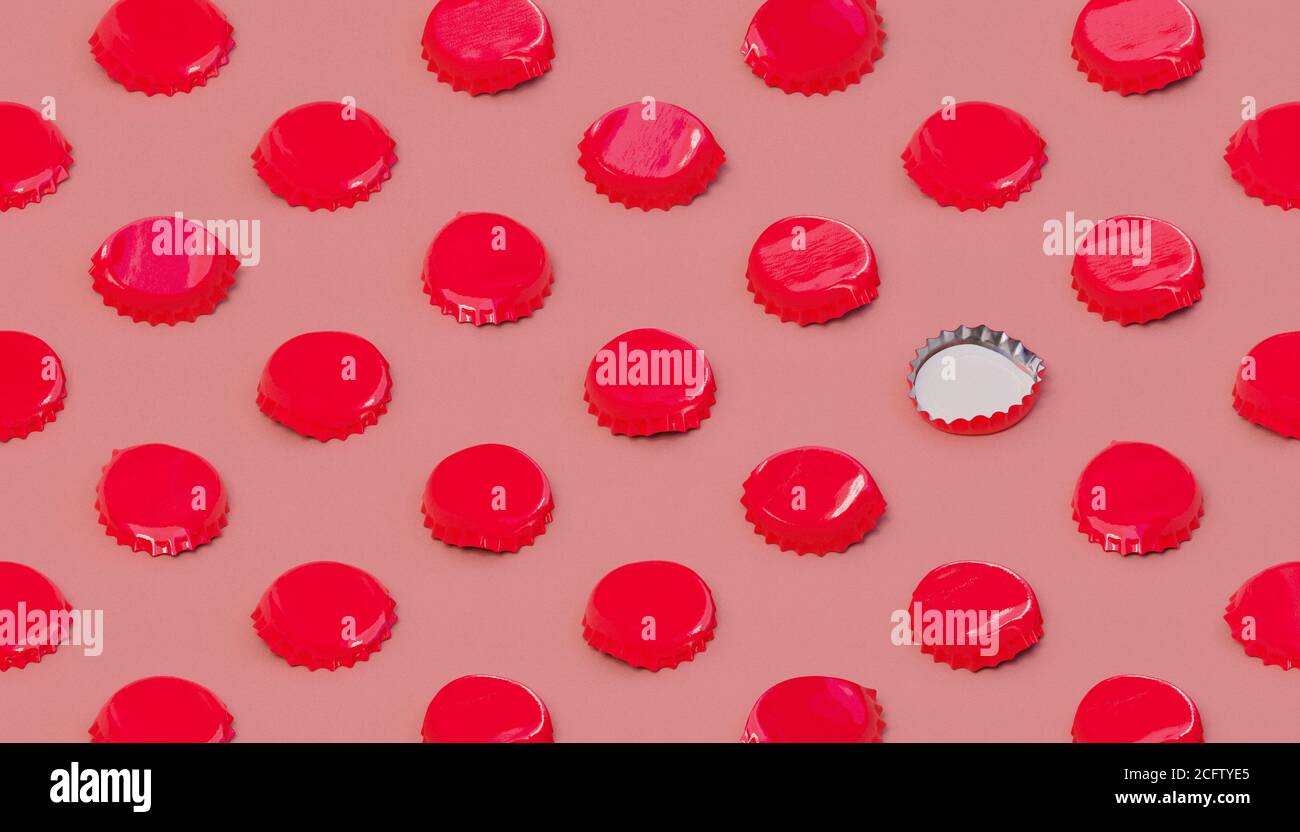 Red caps on pink background. Seamless pattern. 3D illustration Stock ...