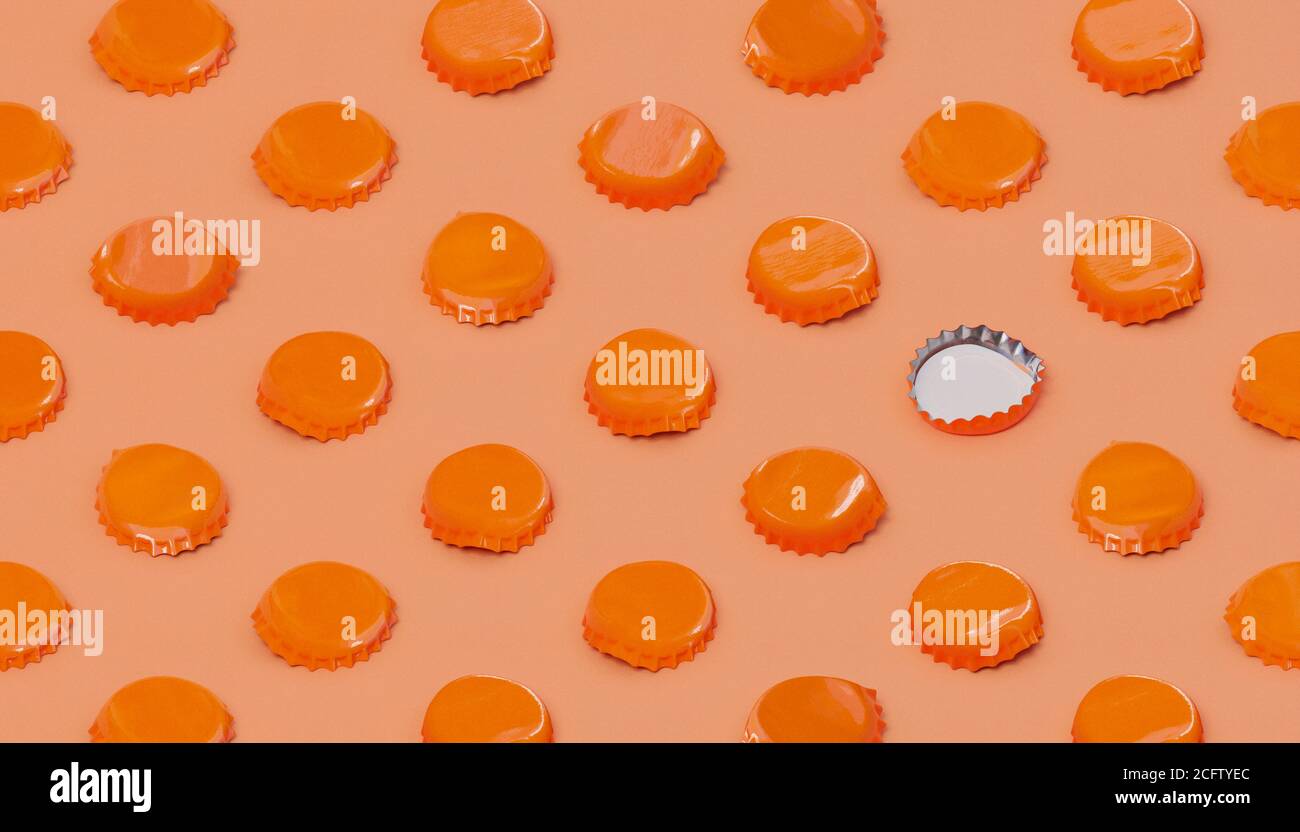 Orange caps on light orange background. Seamless pattern. 3D ...