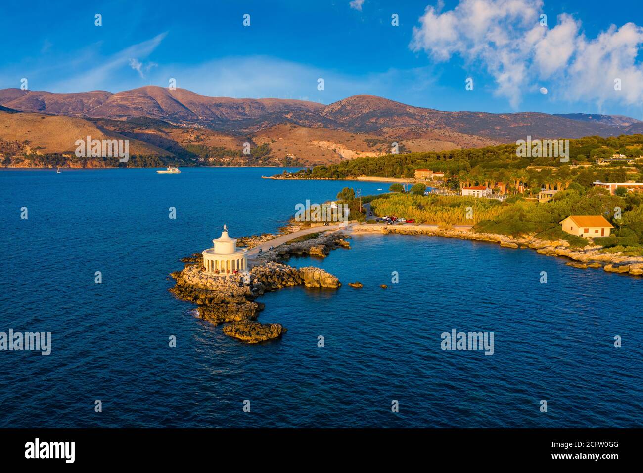 Aerial view of Lighthouse of Saint Theodore in Lassi, Argostoli ...