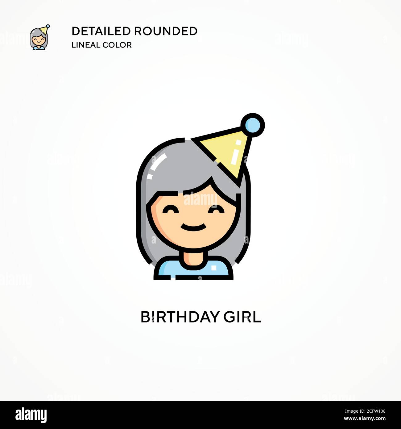Birthday girl vector icon. Modern vector illustration concepts. Easy to ...