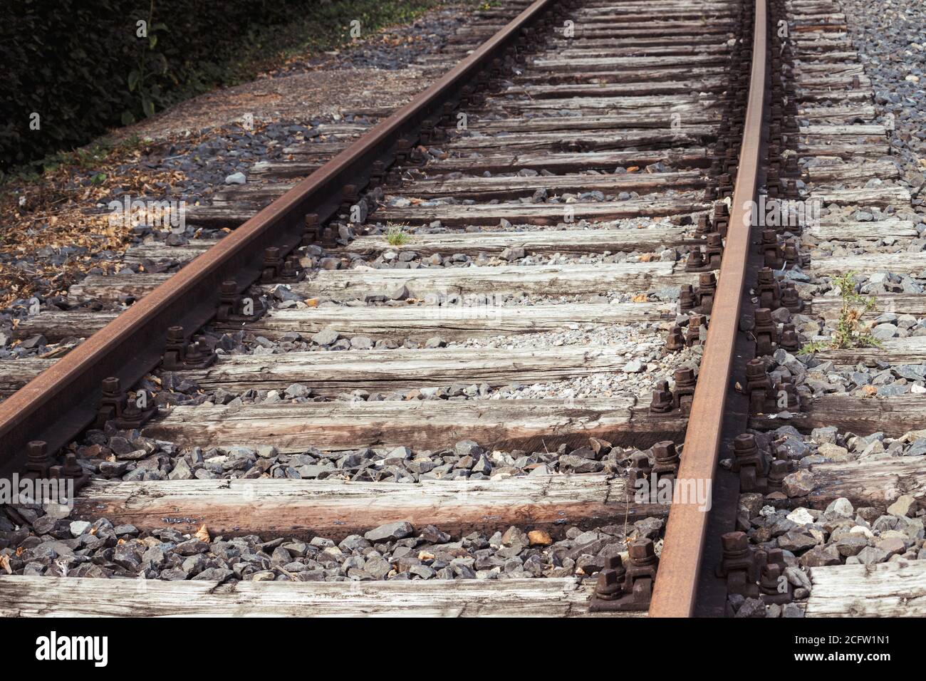 Wooden train tracks hi-res stock photography and images - Alamy