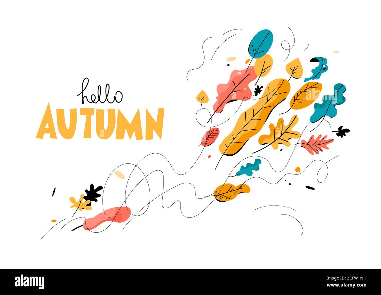 Flat leaves background autumn Stock Vector Images - Alamy