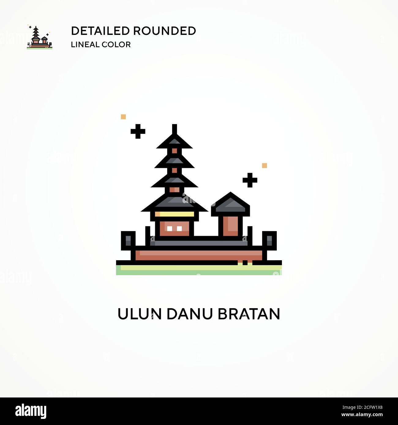Ulun danu bratan vector icon. Modern vector illustration concepts. Easy ...