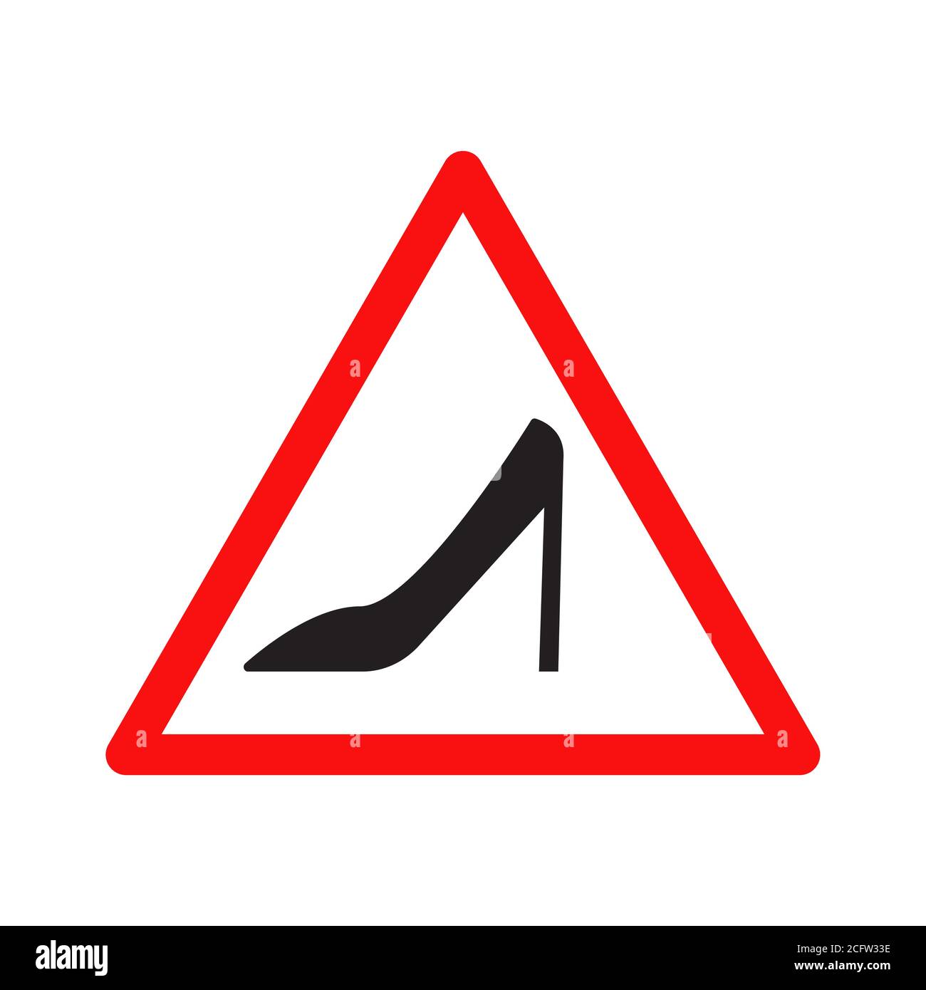 Women's shoe in red triangle. Female driver warning sign isolated Stock ...