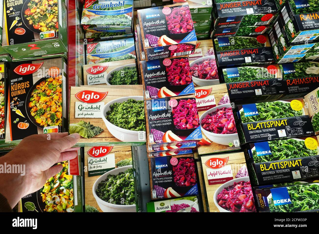 Iglo food Packages in Freezer Stock Photo - Alamy