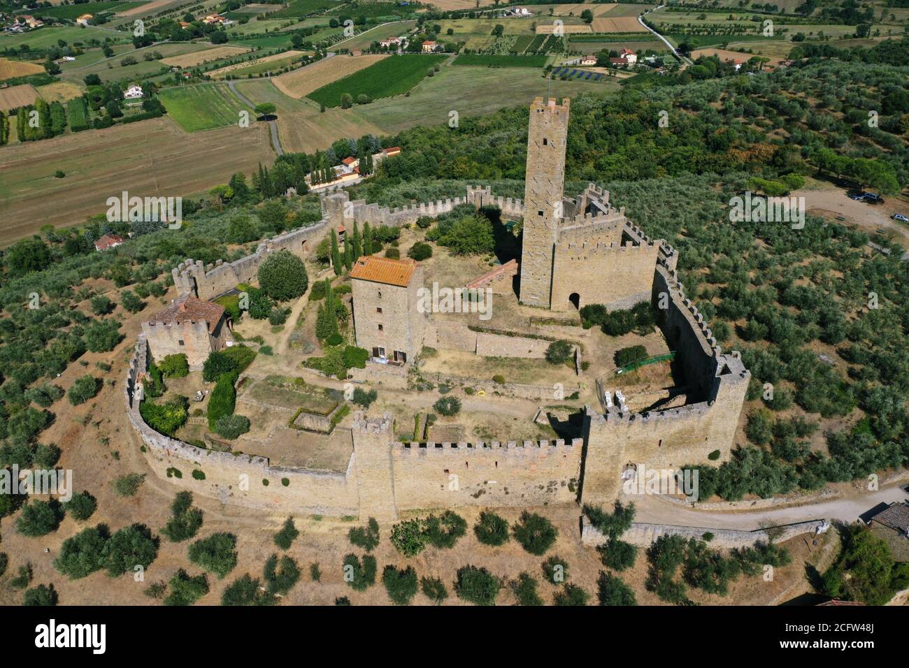aerial view of the Castle of Montecchio Vesponidefault Stock Photo - Alamy