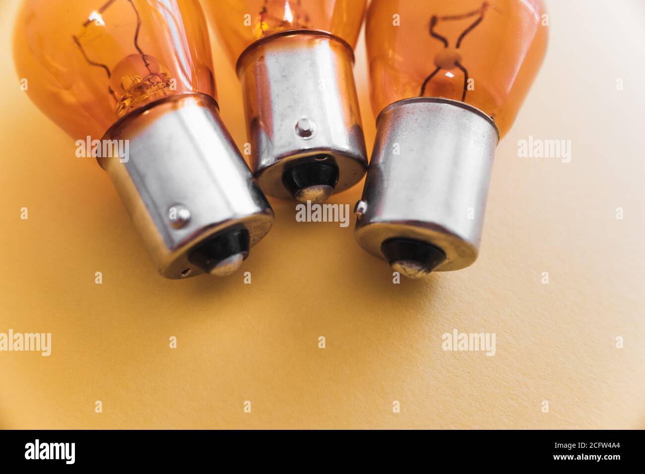Detail of 12v orange car brake light bulbs Stock Photo - Alamy