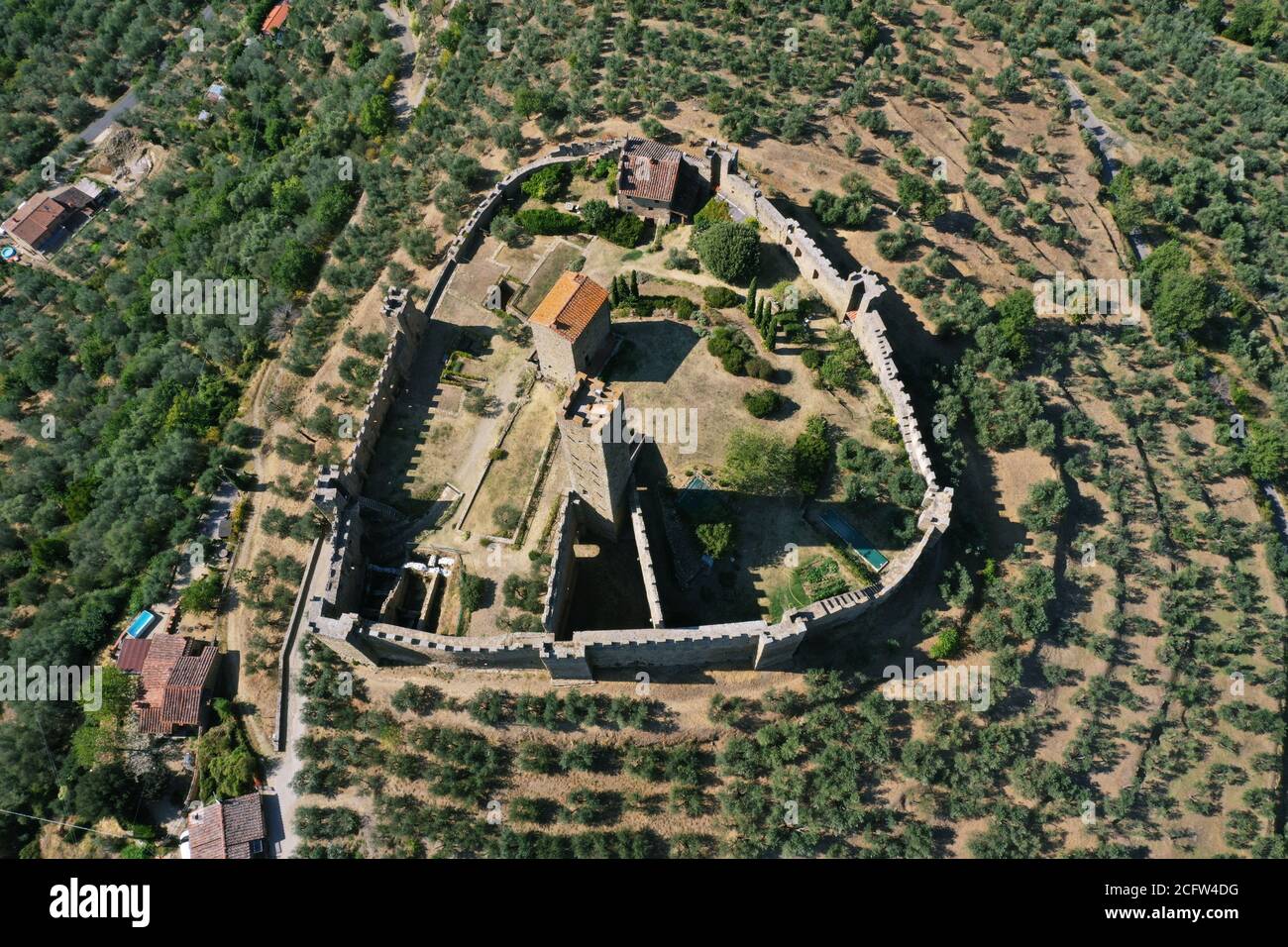 aerial view of the Castle of Montecchio Vesponidefault Stock Photo - Alamy