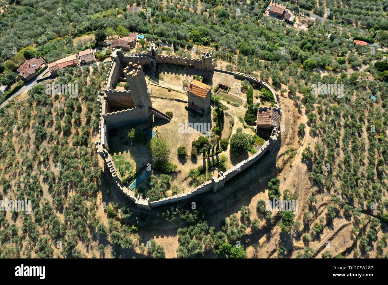 aerial view of the Castle of Montecchio Vesponidefault Stock Photo - Alamy