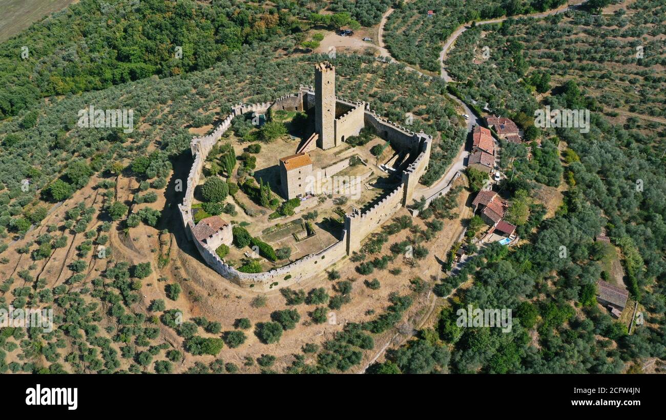 aerial view of the Castle of Montecchio Vesponidefault Stock Photo - Alamy