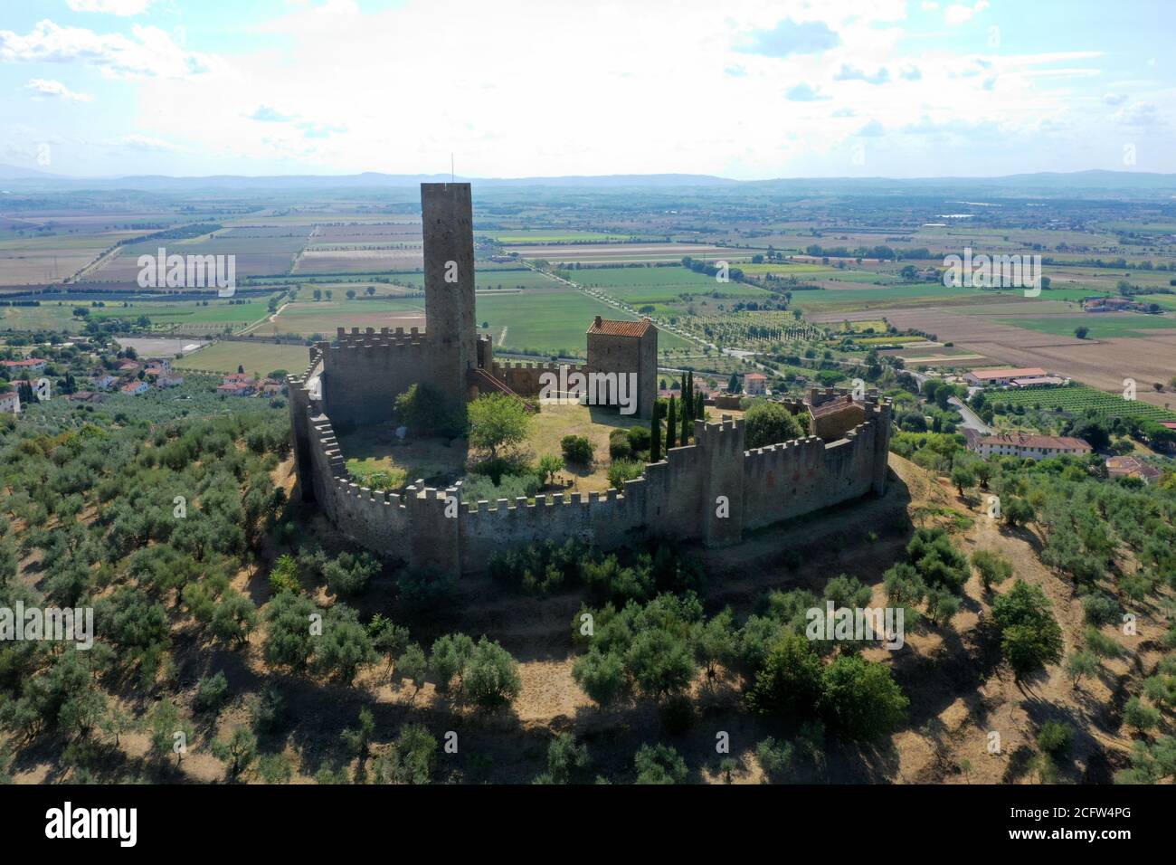 aerial view of the Castle of Montecchio Vesponidefault Stock Photo - Alamy