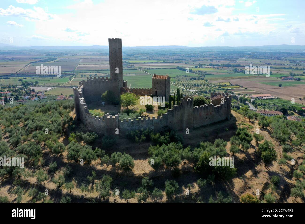 aerial view of the Castle of Montecchio Vesponidefault Stock Photo - Alamy