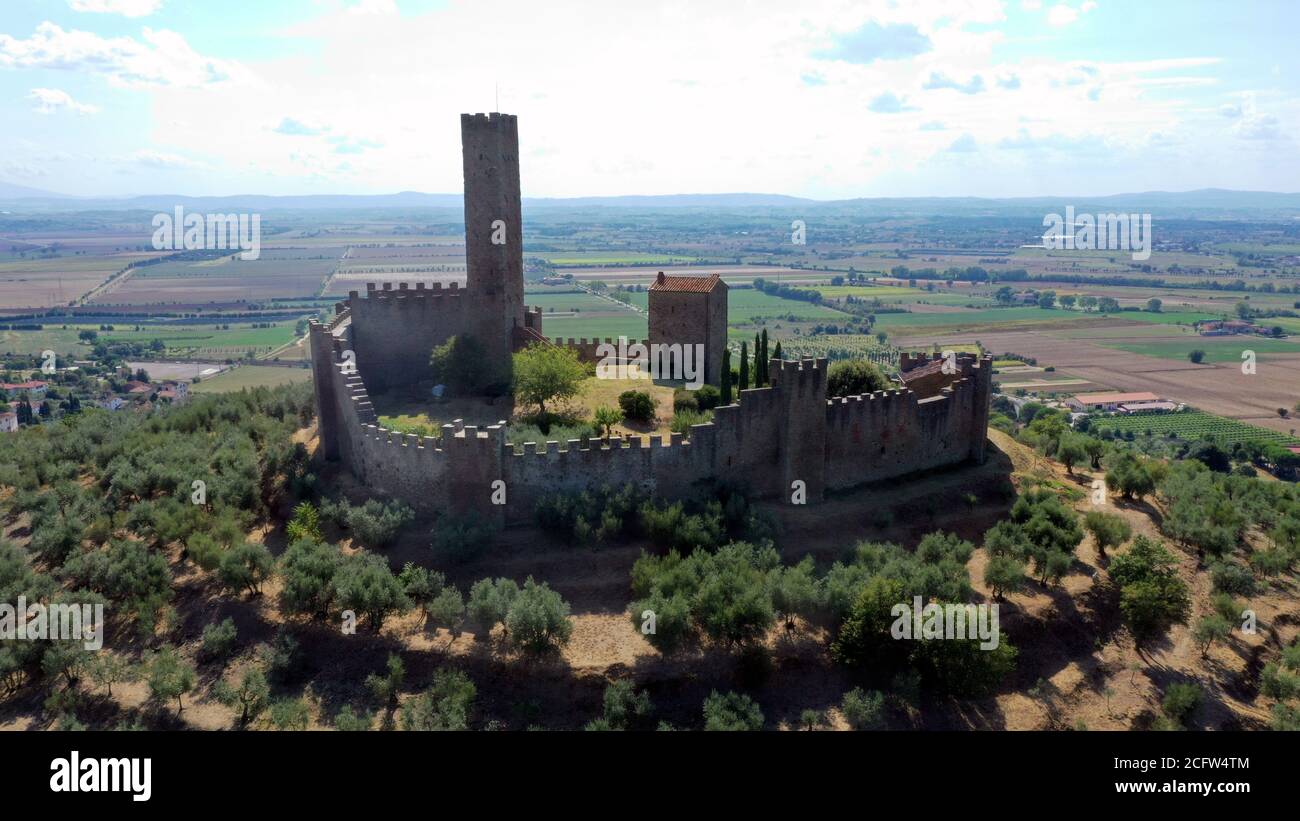 aerial view of the Castle of Montecchio Vesponidefault Stock Photo - Alamy