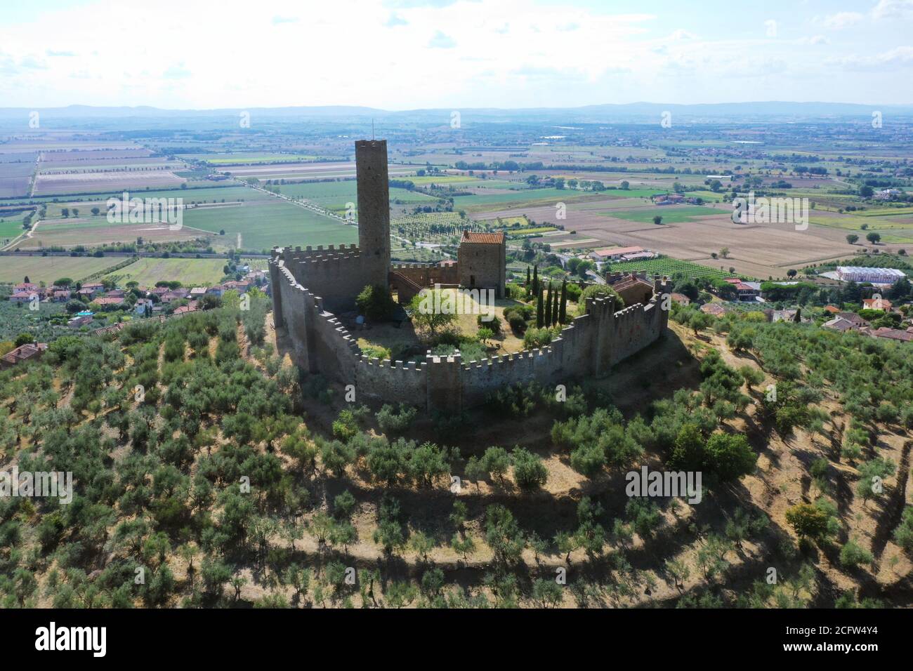 aerial view of the Castle of Montecchio Vesponidefault Stock Photo - Alamy