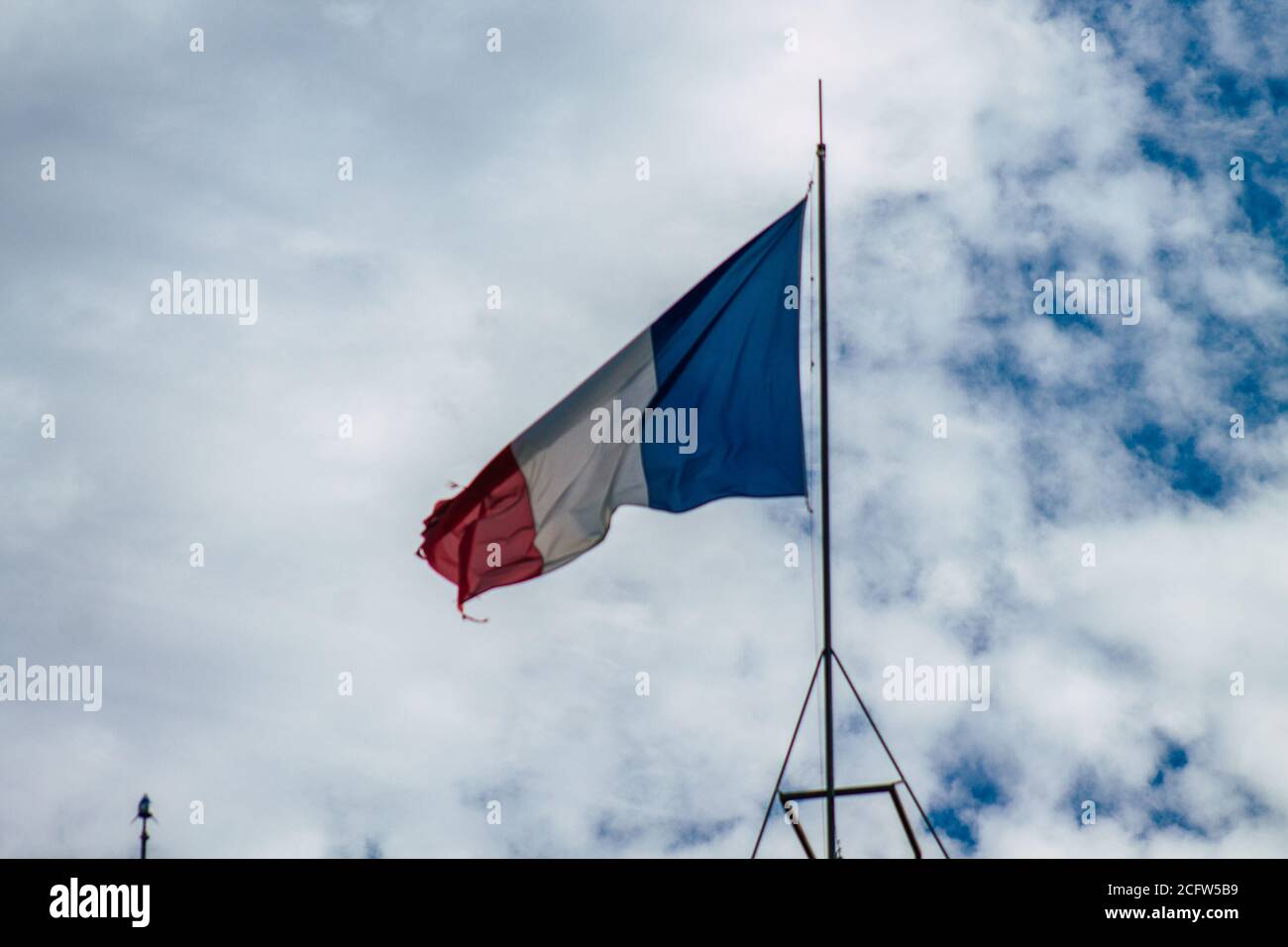 Reims France September 07, 2020 View of the French flag in the downtown ...