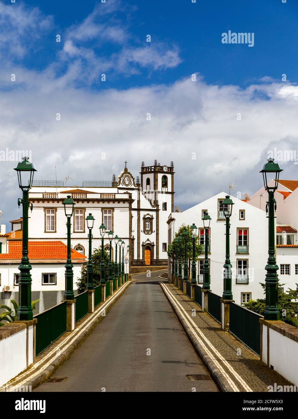 View of Nordeste on Sao Miguel Island, Azores. Old stone arch bridge in ...