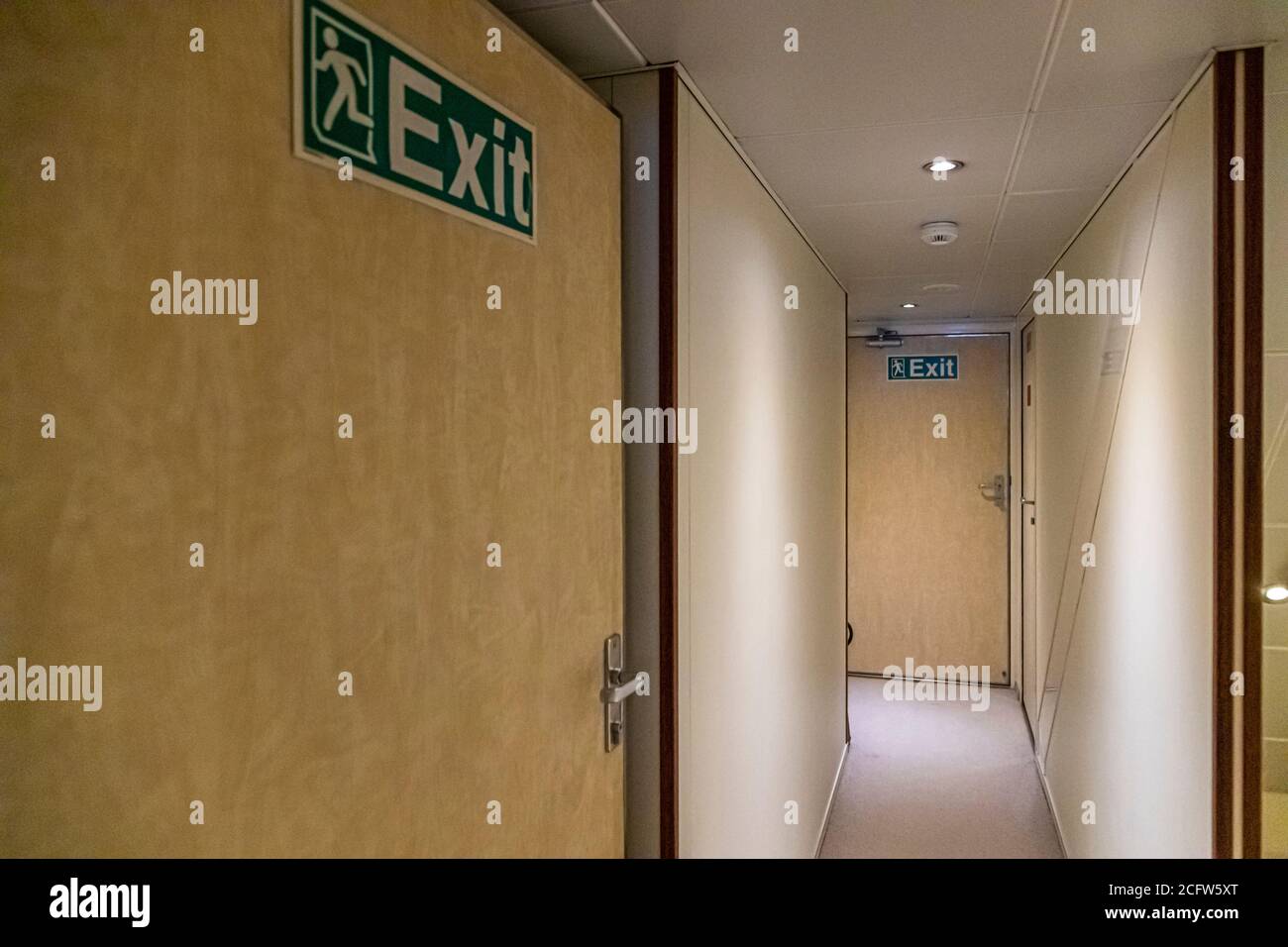 Emergency exits on board a ship Stock Photo - Alamy